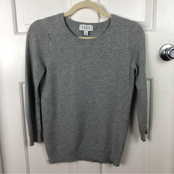 Elle | Sweaters | Lightweight Xs Womens Sweater 34 Sleeves Waffle Knit ...